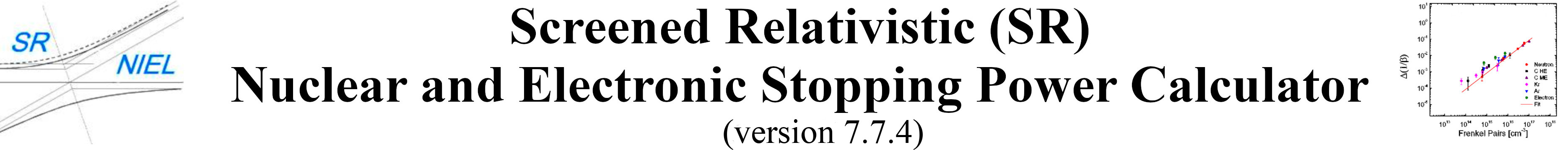 Screened relativistic (SR) treatment for displacement damage NIEL doses ...